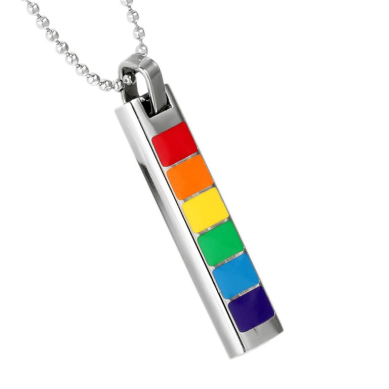 LGBT Pride Necklace With Rectangular Rainbow Pendant - Queerks™